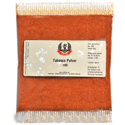 Red tabasco chili powder in bulk at chili-shop24.de